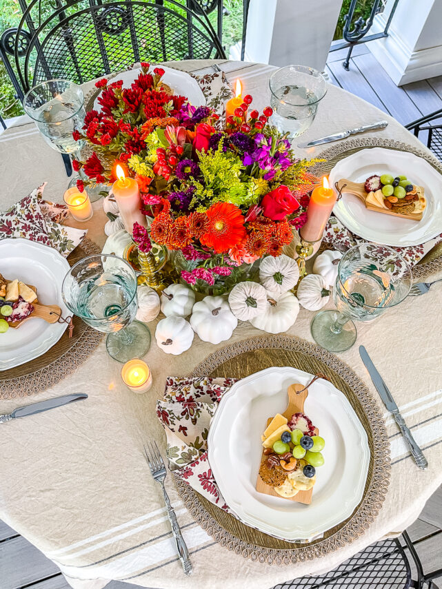 Fall Tablescape with Pumpkins and Mums