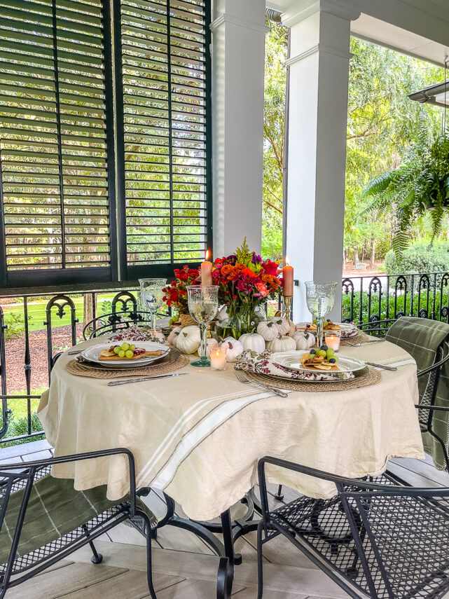 Fall Tablescape with Pumpkins and Mums