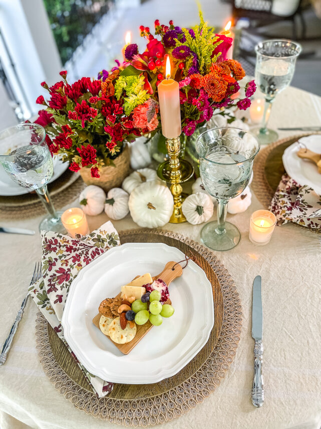 Fall Tablescape with Pumpkins and Mums