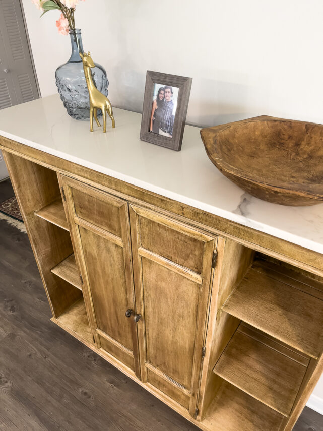 DIY Upcycled Bar Cabinet from the Top of Hutch - Our Southern Home